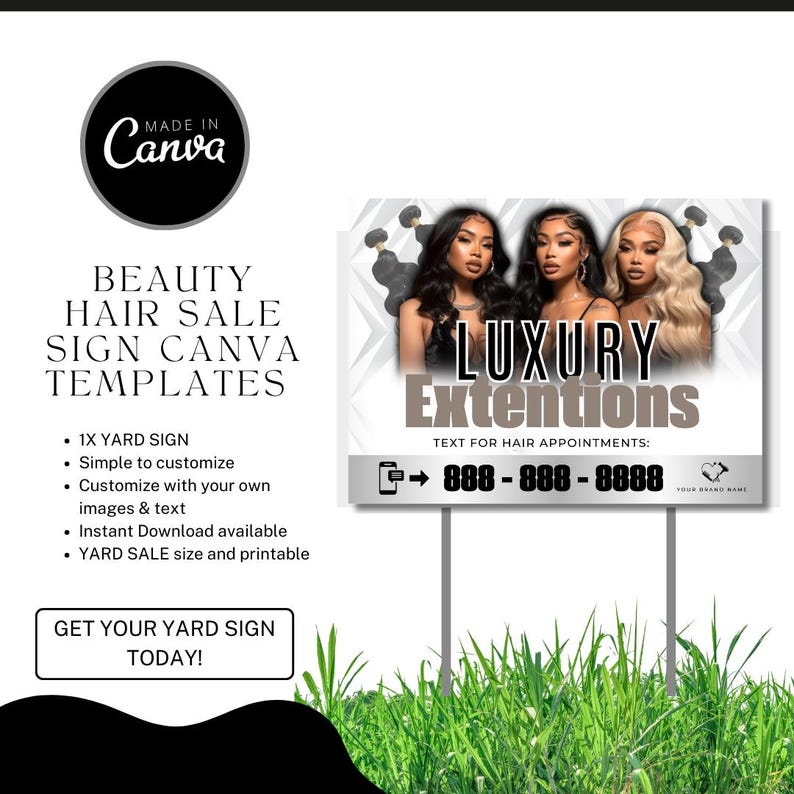 Braiding Sale Yard Sign Canva Template / DIY Hair Yard Sign / Beauty ...