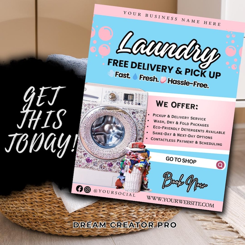 Mobile Laundry Flyer Template | Instagram Canva Flyer | Laundry Service ...