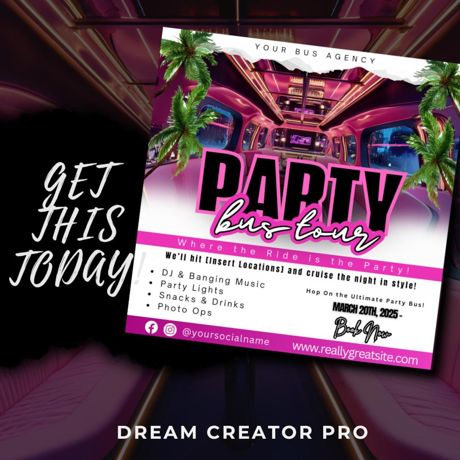 Party Bus Flyer Template / Shuttle Bus Template / Travel Agent / Travel ...