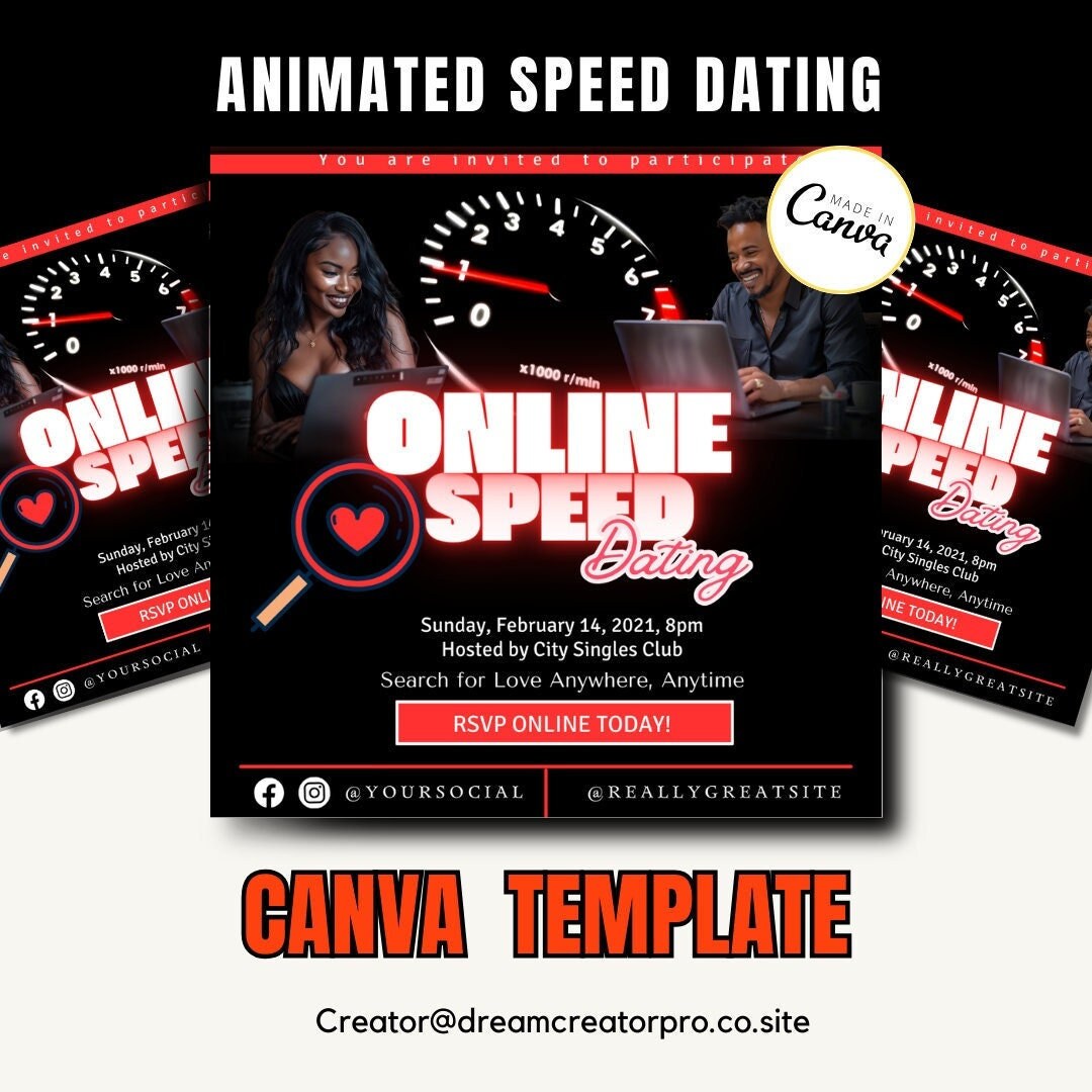 Animated Online Speed Dating Flyer Template / Dating Canva Editable ...