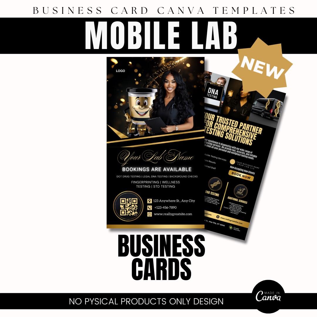 Mobile Lab Business Cards Template / DIY Medical Service Flyer/ DNA ...