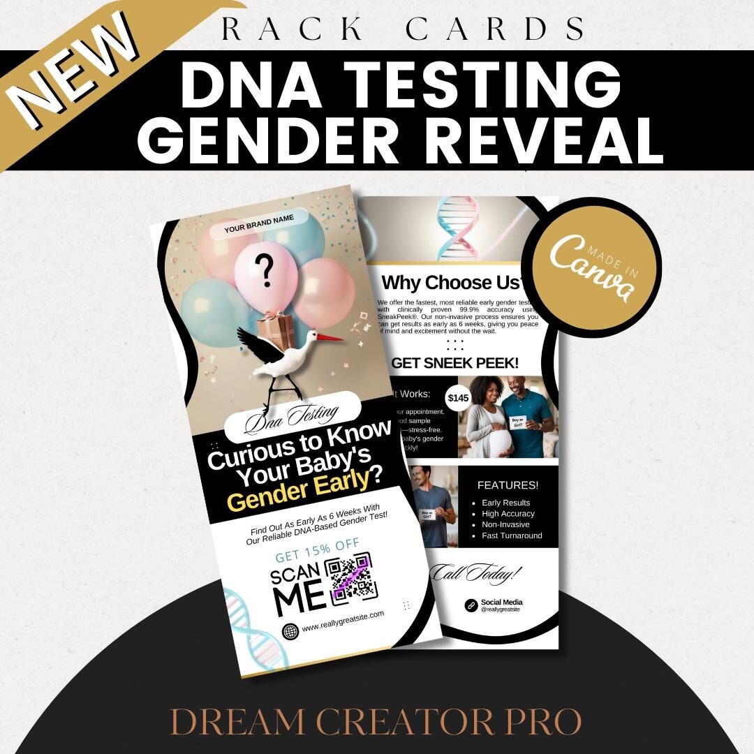 DNA Testing Gender Reveal Rack Card / DIY Medical Service / Physical ...