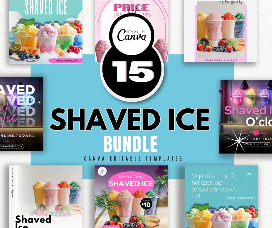 Shaved Ice Menu Template / Snow Cone Menu Template / Food Menu / Canva ...