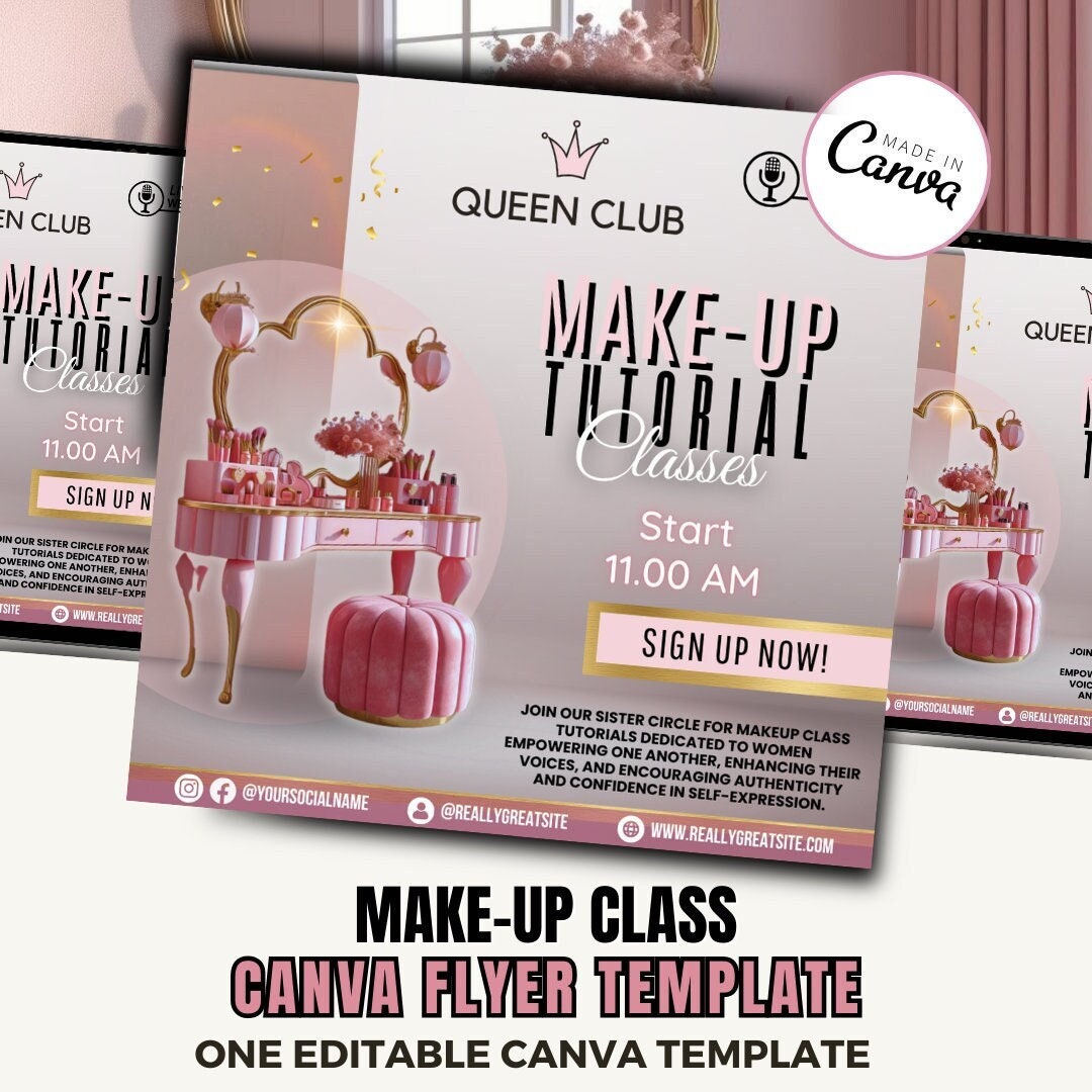 Make up Artist Class Flyer Template / Canva Template 2024 / Online ...
