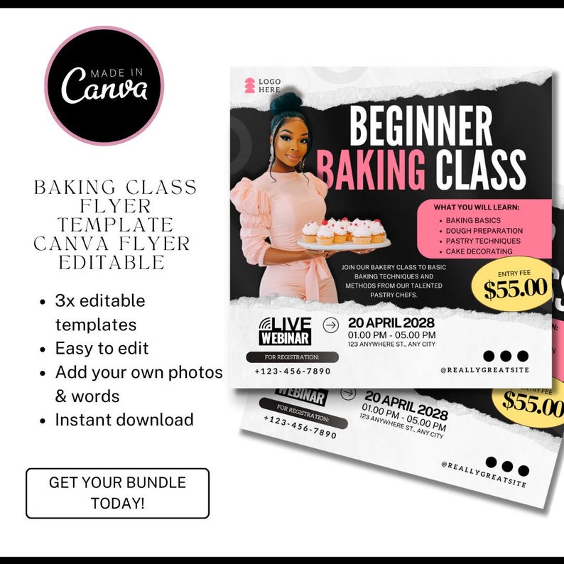 Cooking Class Flyer Template / Baking Class / Online Classes Template ...