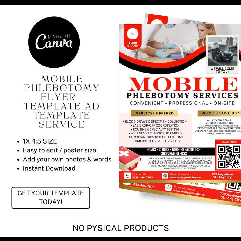 Phlebotomy Service Flyer Template / DIY Medical Service Flyer ...