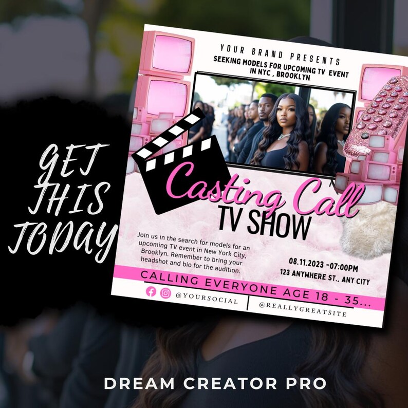 Casting Call TV AUDITION Flyer Canva Template / Casting Call / Audition ...
