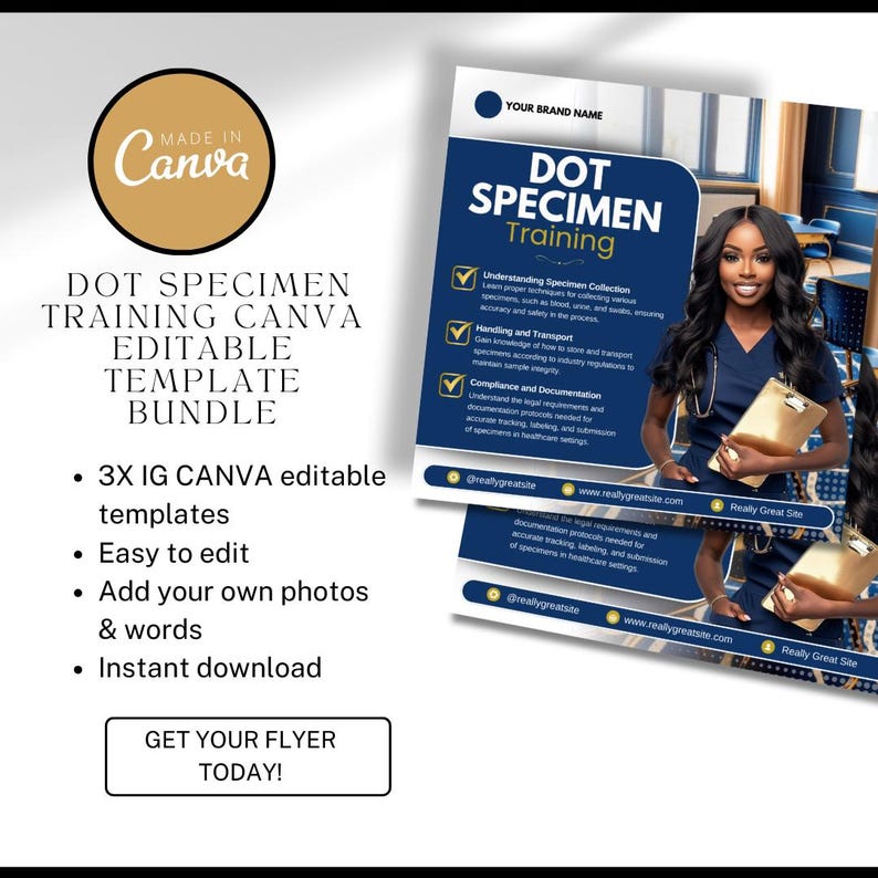 DOT Specimen Course Canva Flyer Template / DIY Medical DNA Lab Service ...