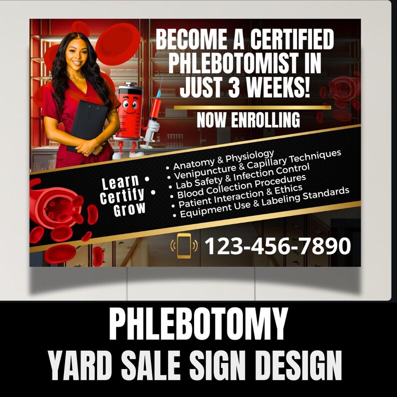 Phlebotomy Class Yard Sign Template | Blood Draw Training Canva Design ...