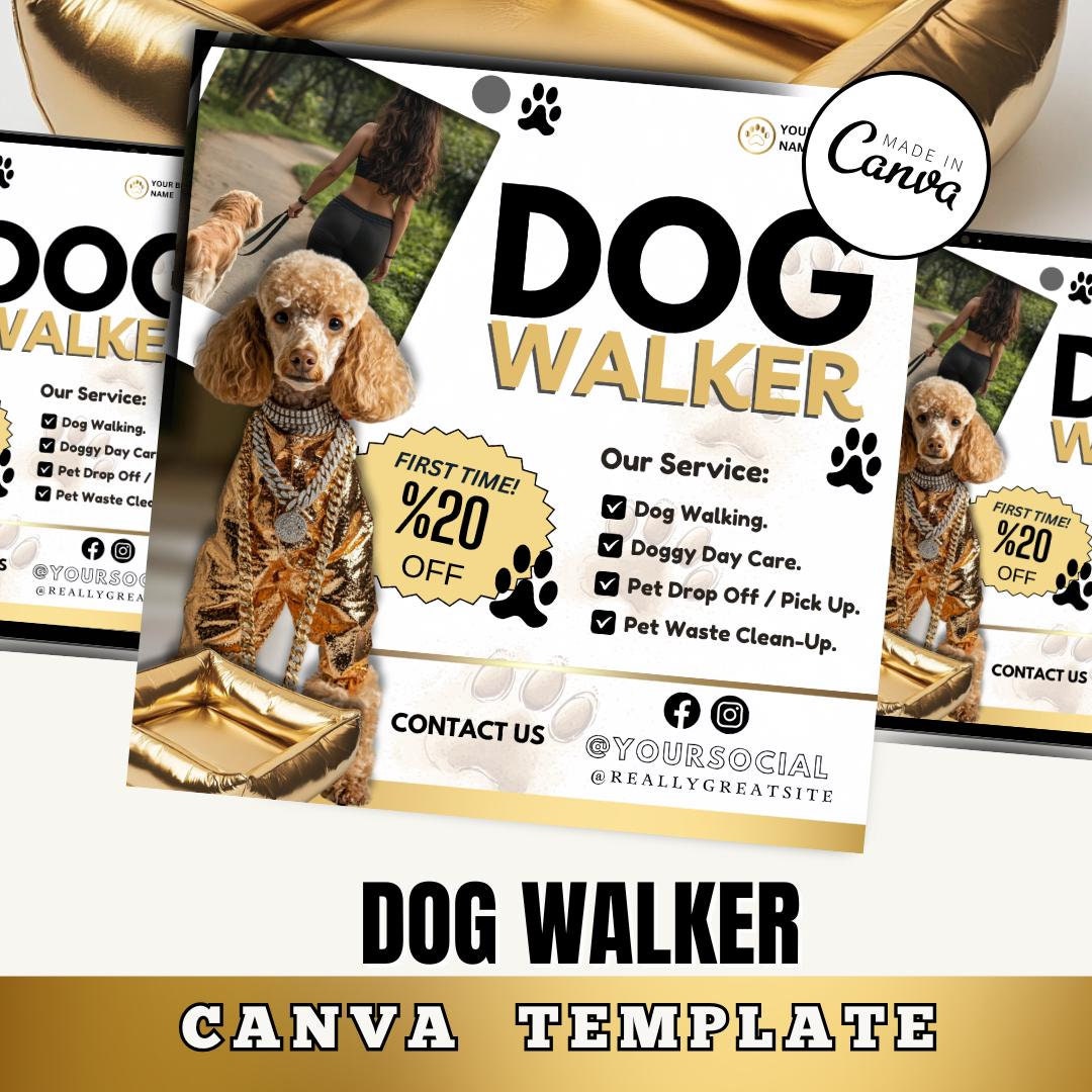 Pet Walking Service Flyer / Mobile Pet Grooming Flyer Template / Canva ...