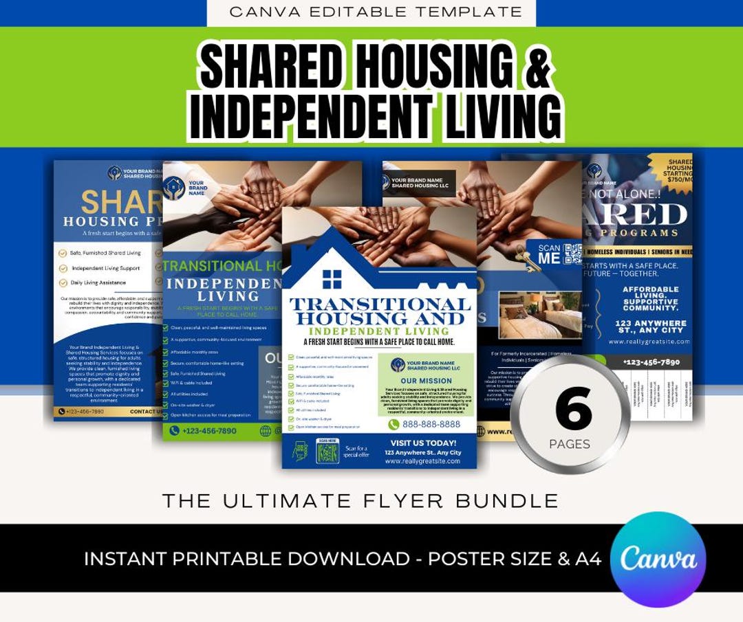 Shared Housing Independent Living Printable Flyer Bundle | Transitional ...