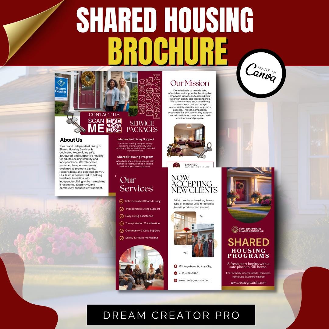 Shared Housing Service Brochure Template | Independent Living Reentry ...