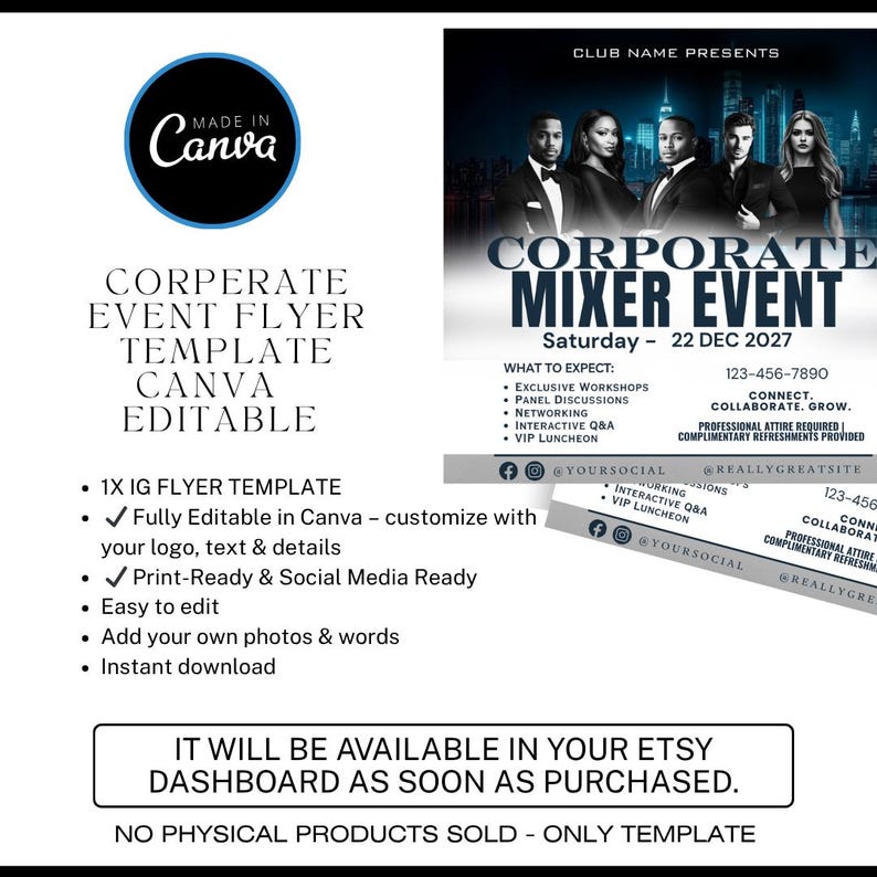 Animated Corporate Mixer Flyer Template | IG Canva Template | Business ...