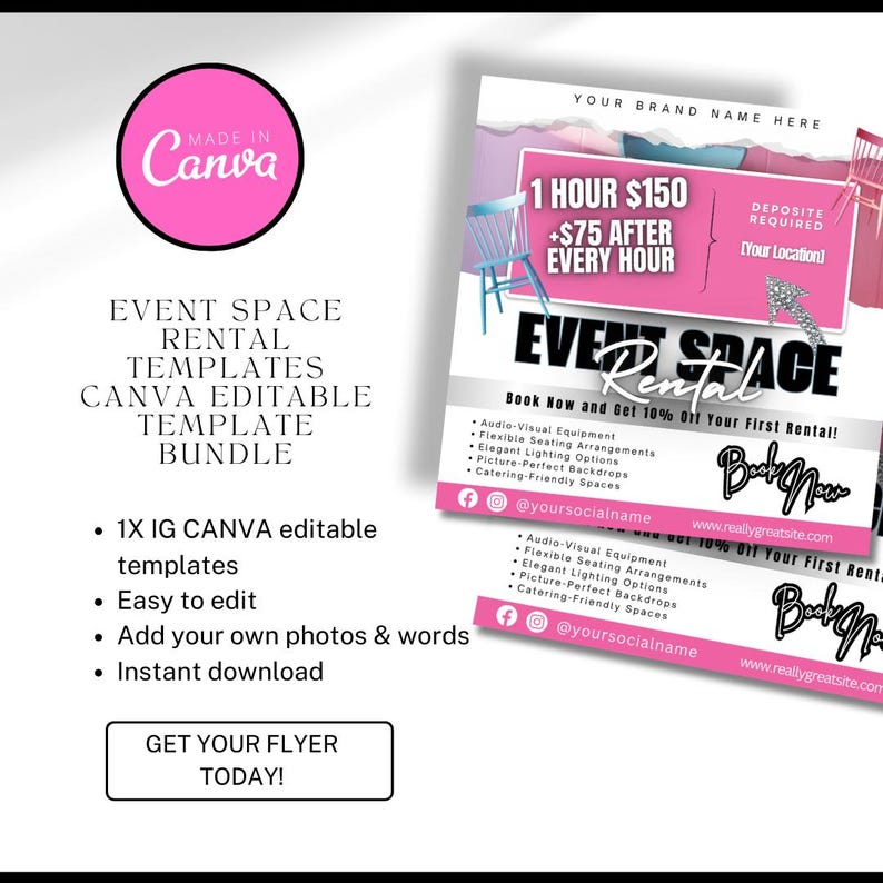 Event Space Rentals Flyer Template / Event Hosting / Digital Flyer ...