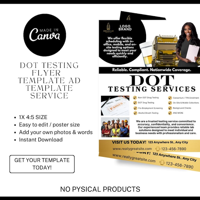 Dot Drug Testing Flyer Template | 4:5 Editable Canva Design ...