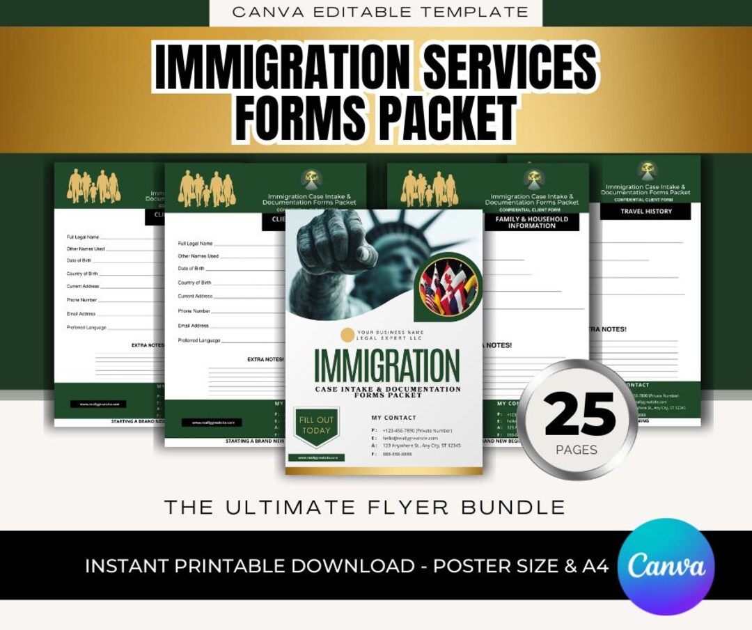 Immigration Services Forms Packet | 25 Page Intake, Case Management ...