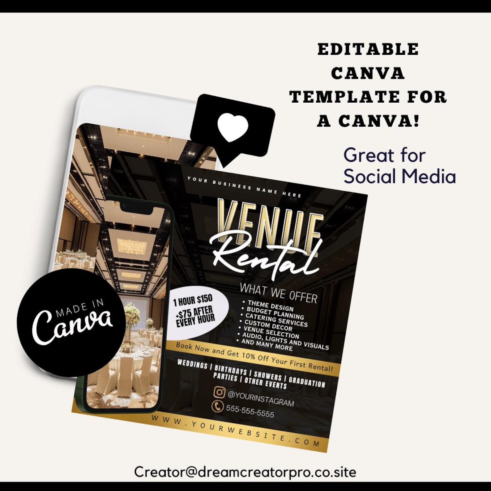 Event Venue Rental Flyer / Event Space Rentals Flyer Template / Event ...