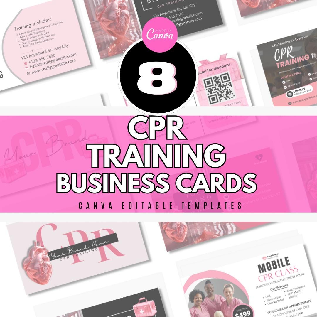 CPR Business Cards TEMPLATE / DIY Medical Service Flyer/ First Aid ...
