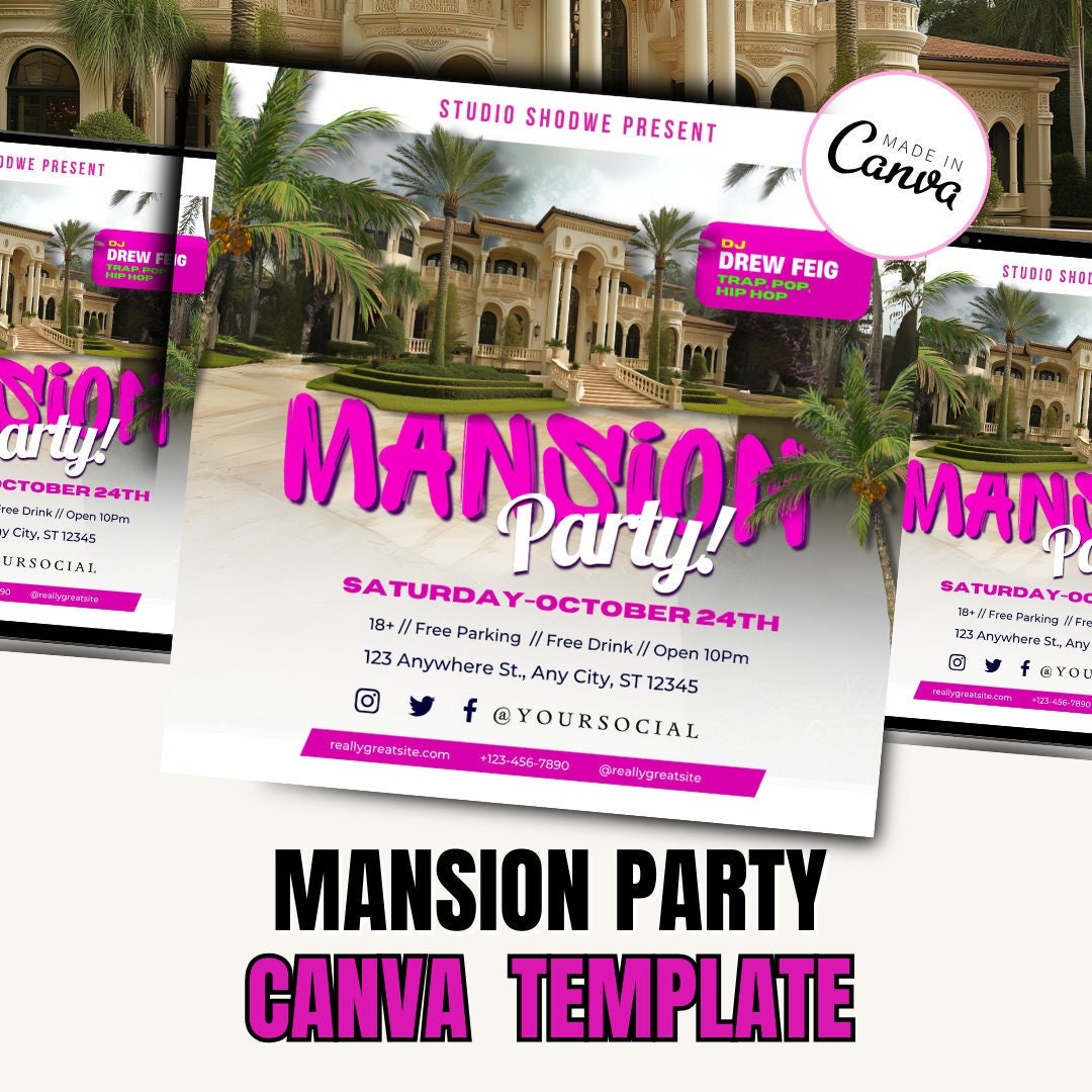 Mansion Club Party Flyer Template / Party Flyer / Club Flyer / Canva ...