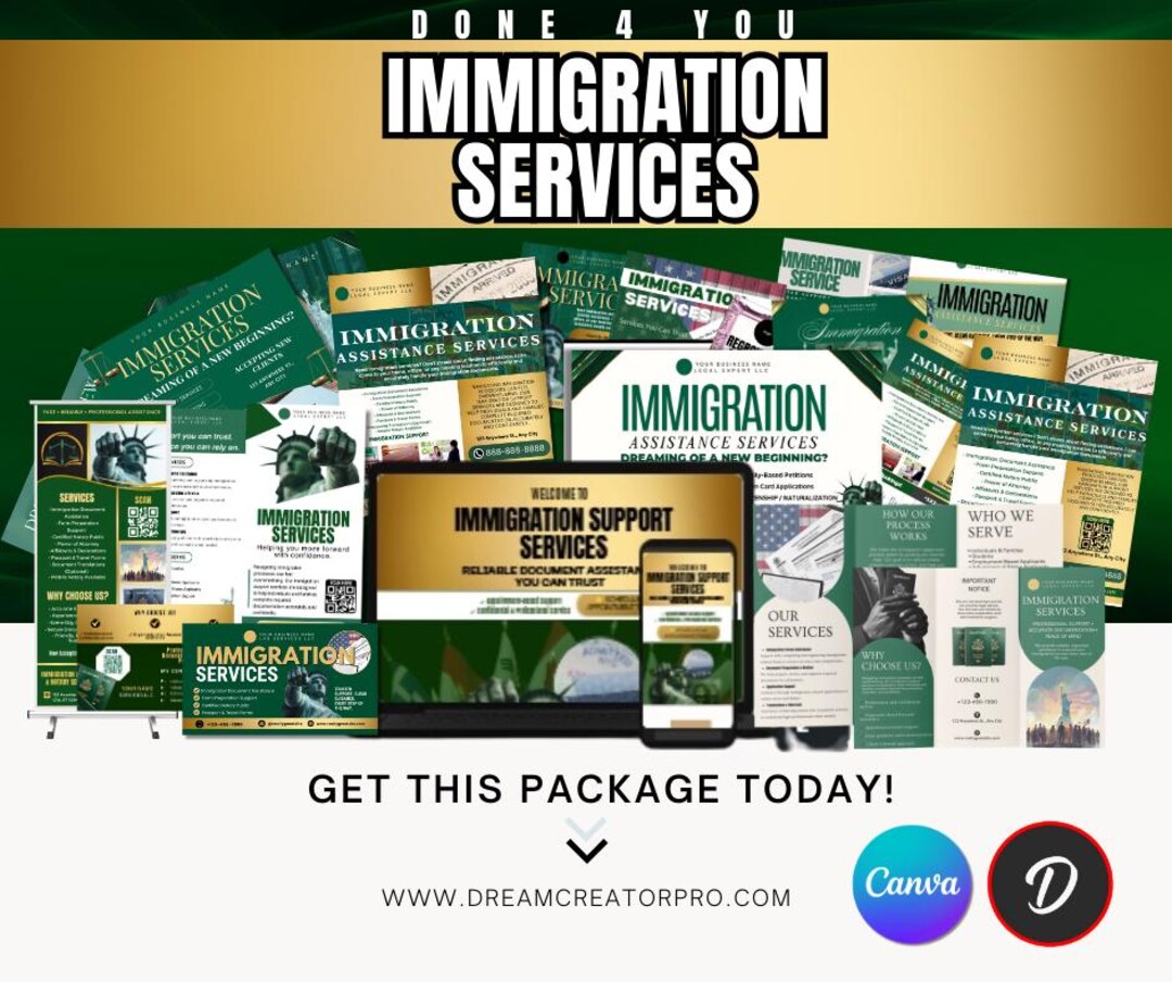 Immigration Services Marketing Bundle | Canva Templates for Flyers, IG ...