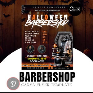 Halloween Barbershop Instagram Flyer Template | Editable Canva Design ...