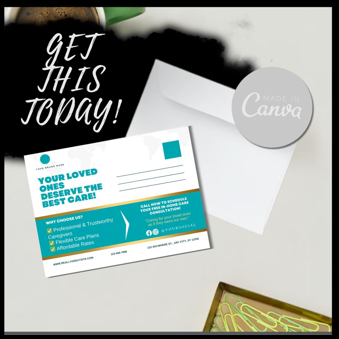 Home Care Service Postcard / DIY Medical Senior Care Service Flyer ...