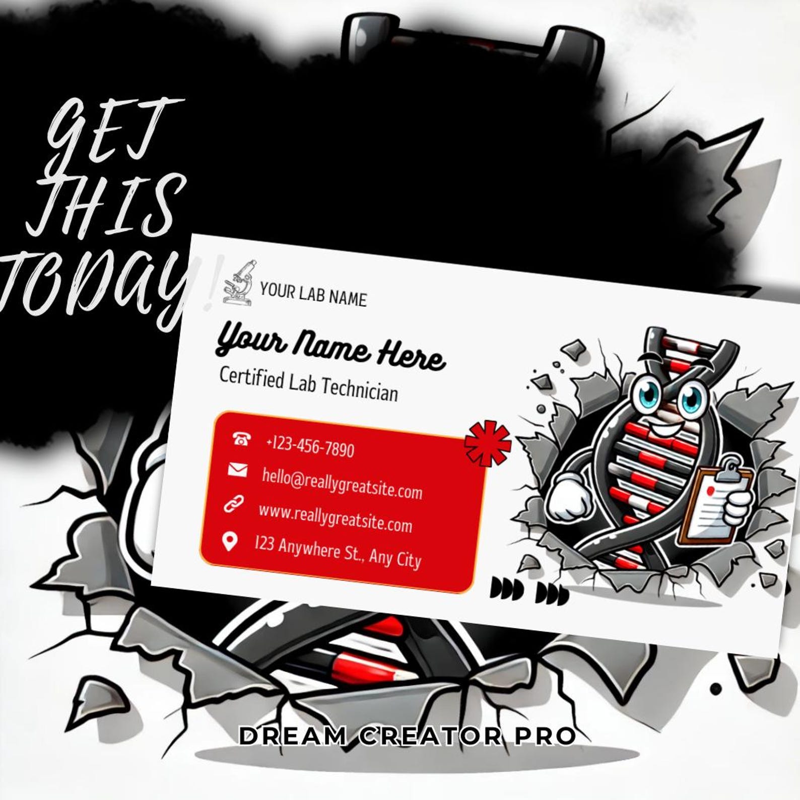 Mobile Lab Business Cards Template / DIY Medical Service Flyer/ DNA ...