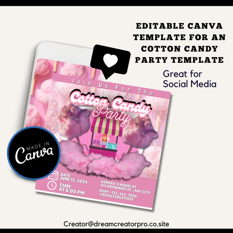 Cotton Candy Flyer Party Canva Template / Party Canva Template / Event ...