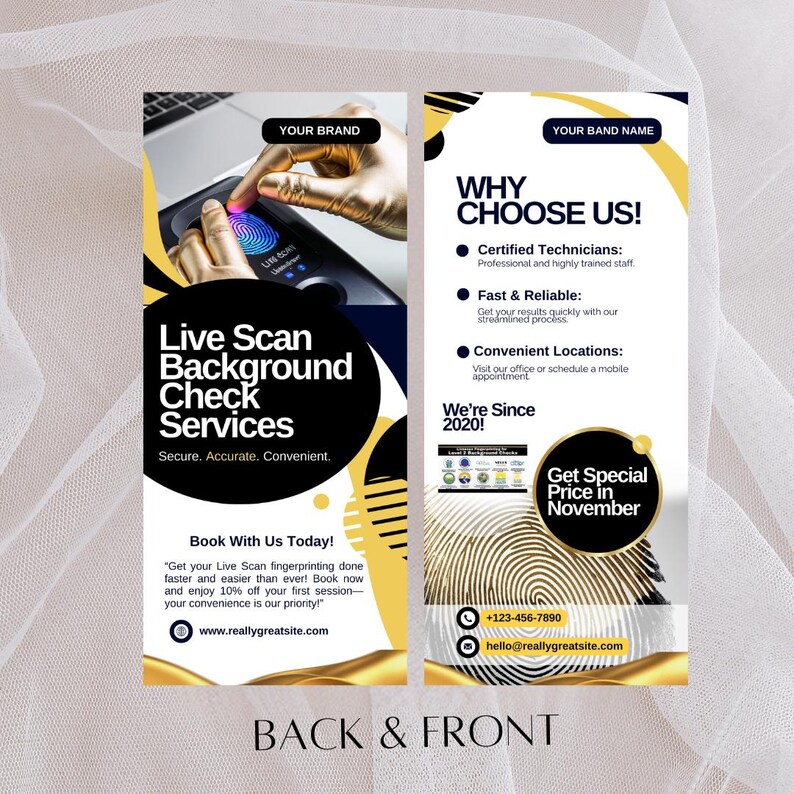 Live Scan Background Check Rack Card / DIY Medical Service / Physical ...