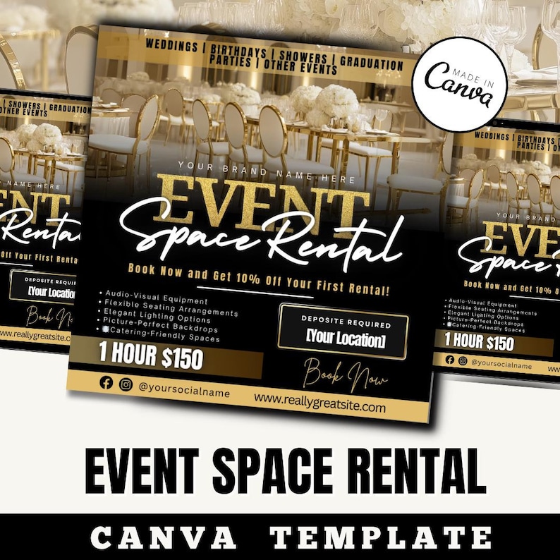Event Space Rentals Flyer Template / Event Hosting / Digital Flyer ...