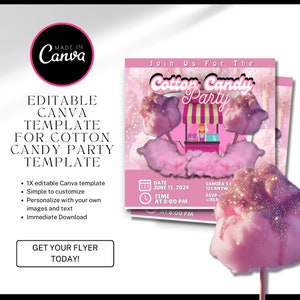 Cotton Candy Flyer Party Canva Template / Party Canva Template / Event ...