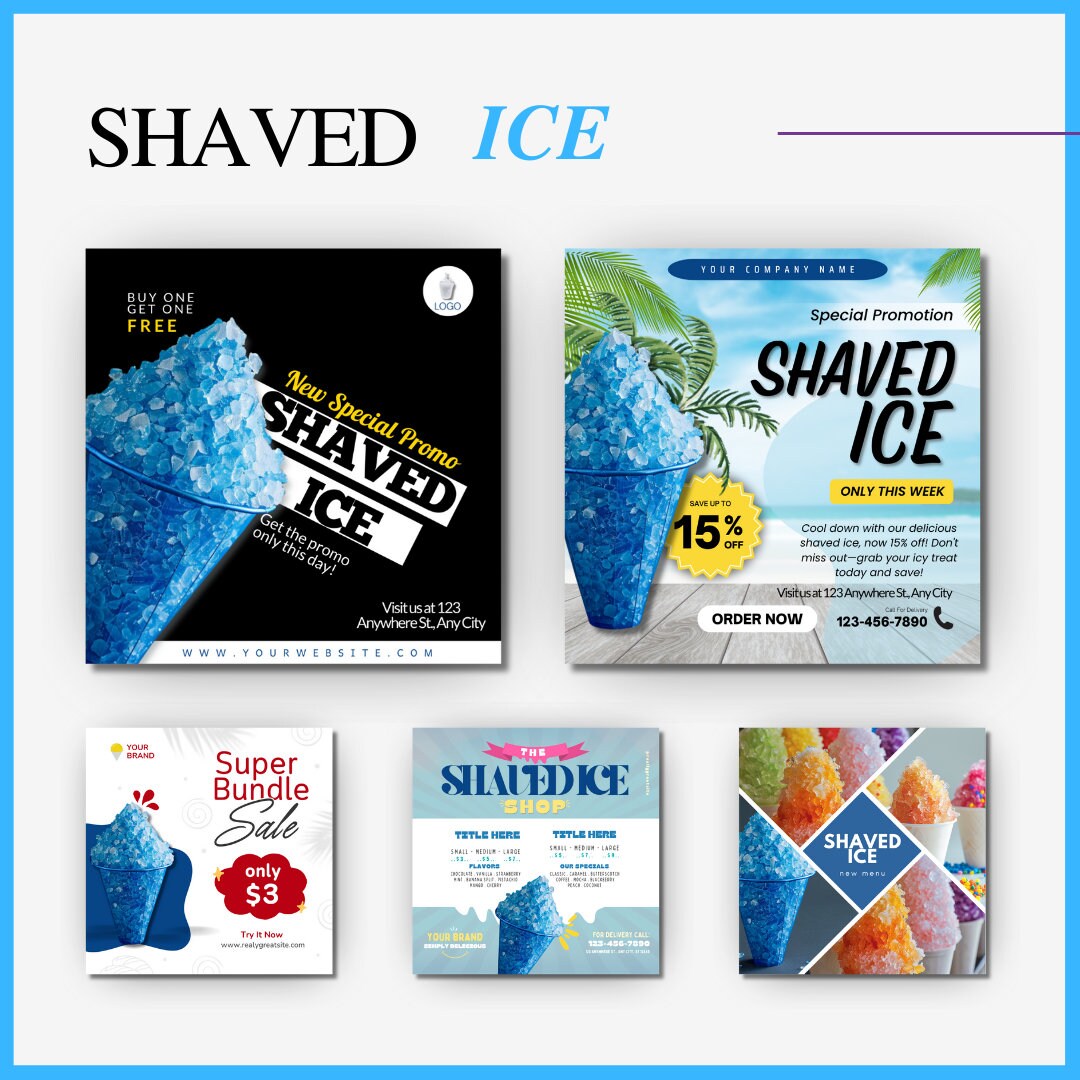Shaved Ice Menu Template / Snow Cone Menu Template / Food Menu / Canva ...