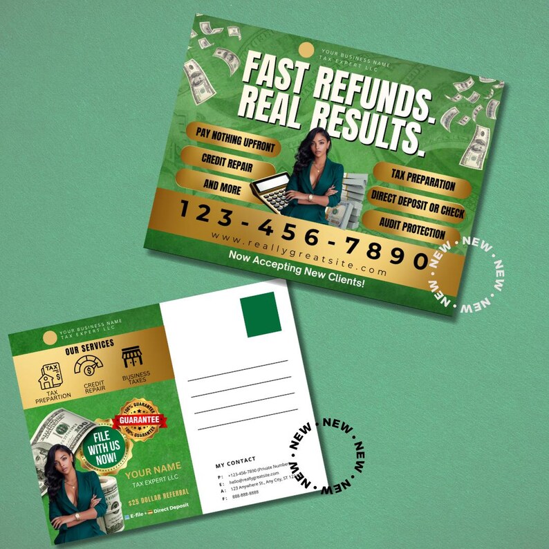 Tax Postcard Bundle | 12 Canva Templates | Printable Tax Service ...