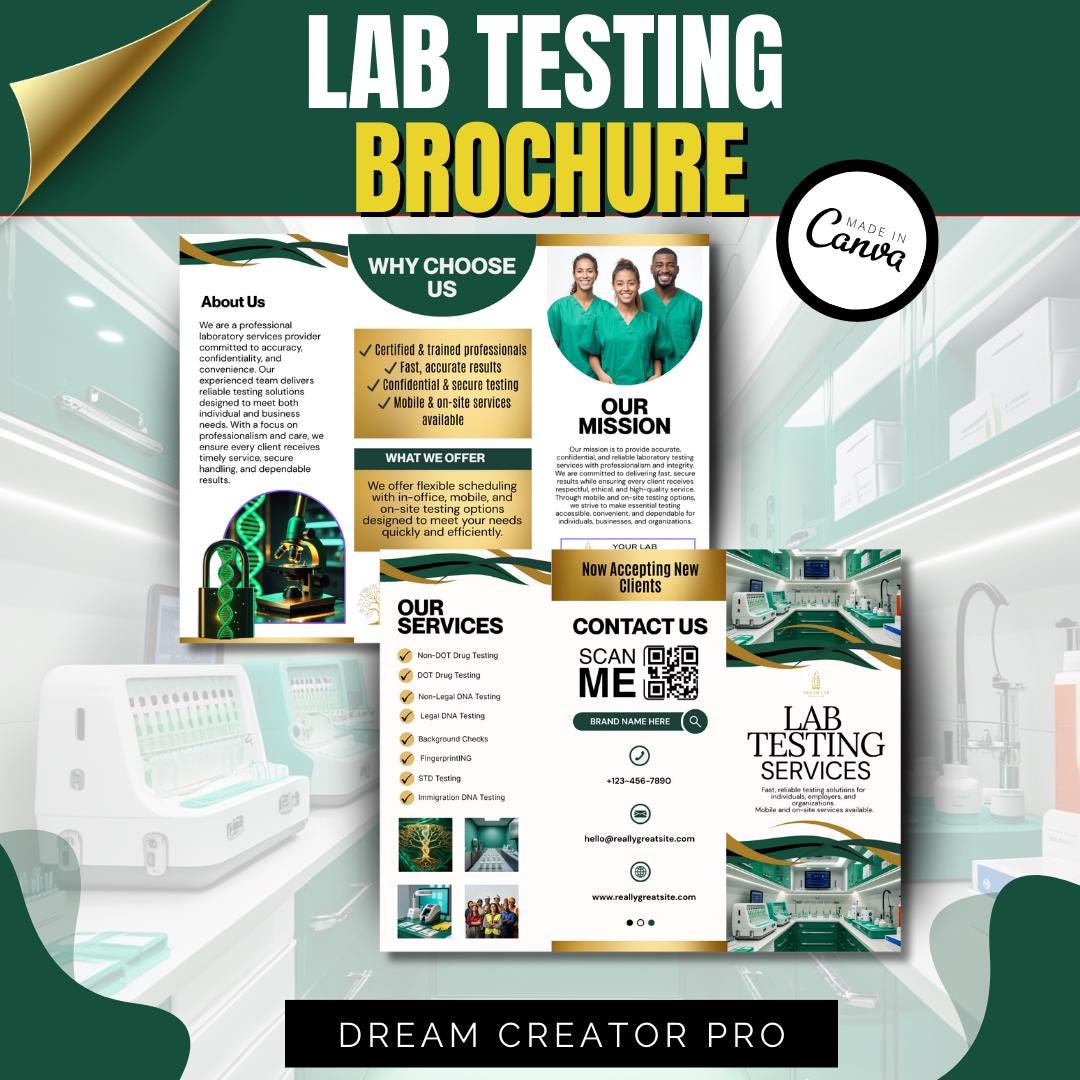 Lab Testing Services Brochure Template | Drug Testing, DNA ...