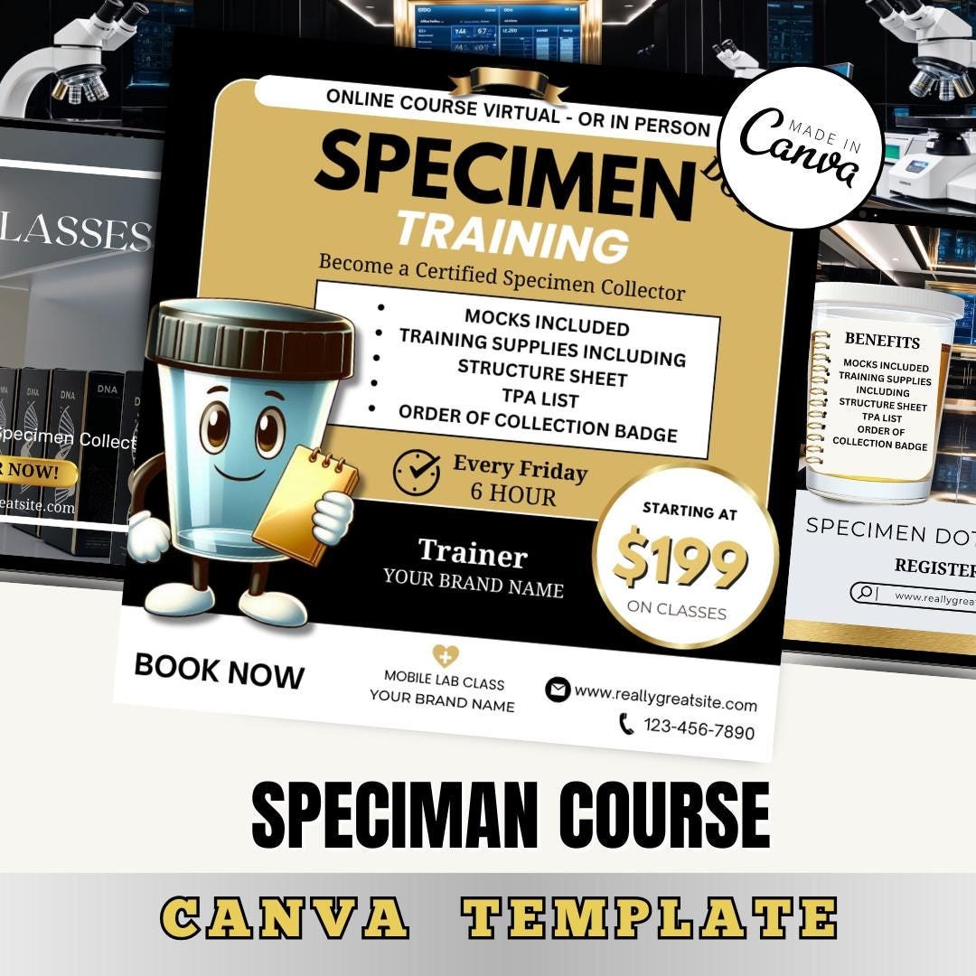 DOT Specimen Course Canva Flyer Template / DIY Medical DNA Lab Service ...
