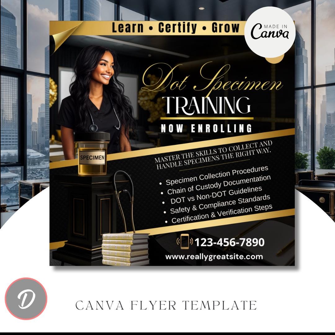 DOT Specimen Course Canva Flyer Template / DIY Medical DNA Lab Service ...