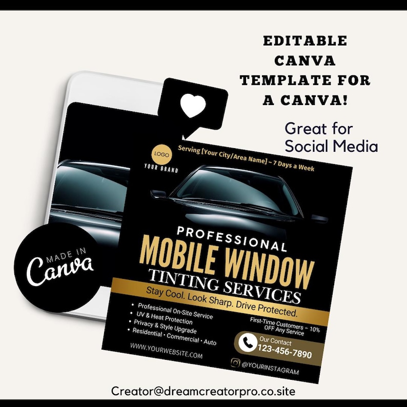Tinted Window Mobile Service Flyer Template | Editable Canva Auto ...