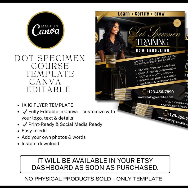 DOT Specimen Course Canva Flyer Template / DIY Medical DNA Lab Service ...