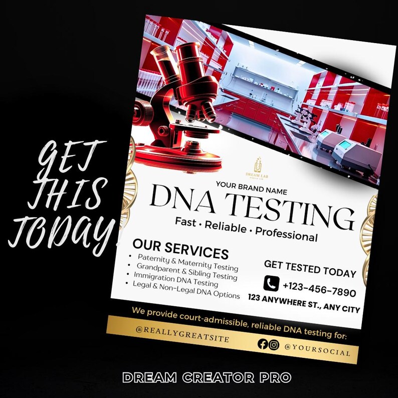 DNA Testing Instagram Post Template | Canva Editable DNA Lab Services ...