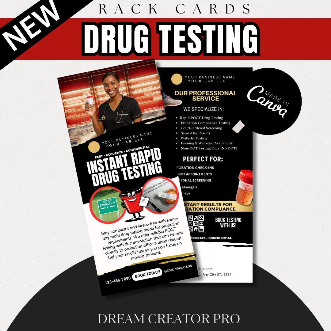 Rapid Drug Testing Printable Rack Crad | POCT Probation Drug Test Canva ...