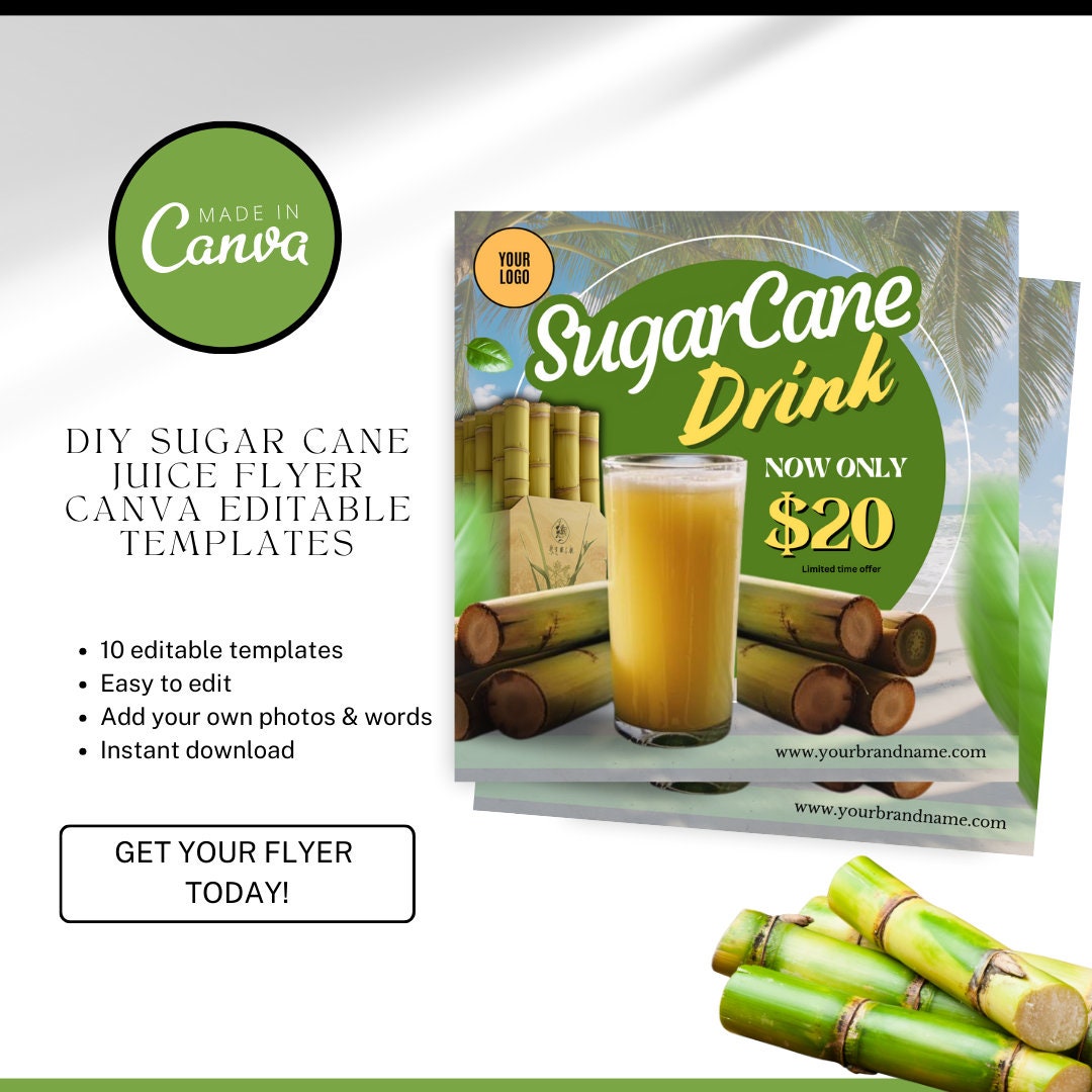 Sugar Cane Juice Flyer / Sugar Cane Flyer / Juice Bar / Juice Bar ...