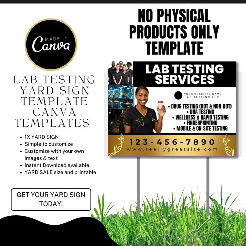 Lab Testing Yard Sign Template | Drug Testing, DNA & Wellness Services ...