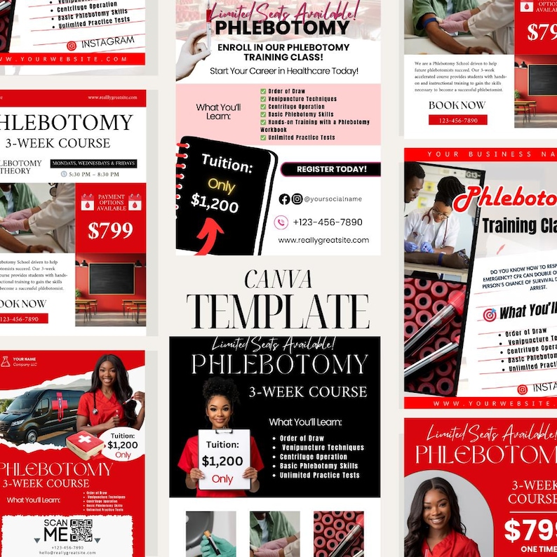 Phlebotomy Class Flyer / DIY Medical Service Flyer/ Healthcare Course ...