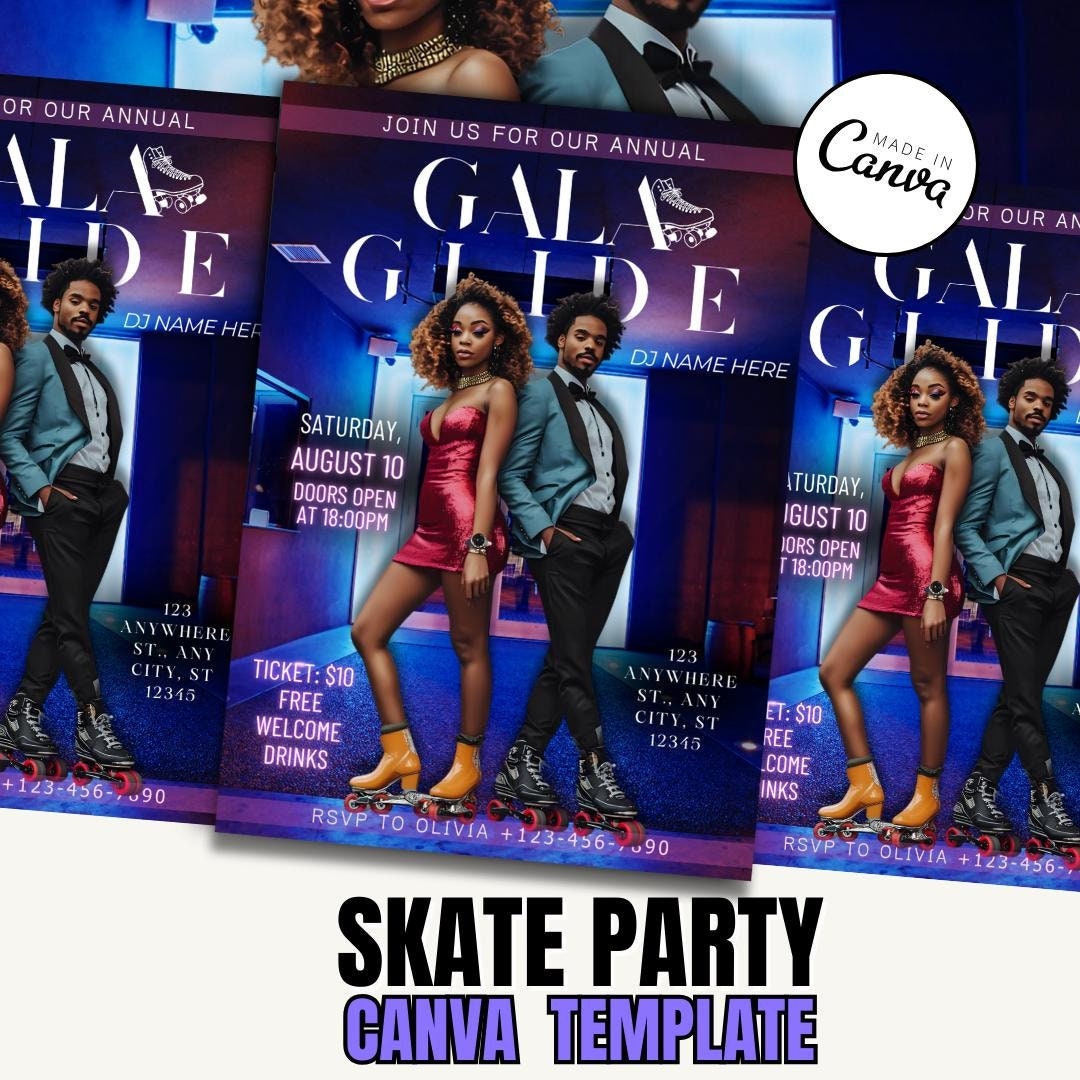 Skate Party Flyer Template / Party Flyer / Club Flyer / Canva Flyer ...