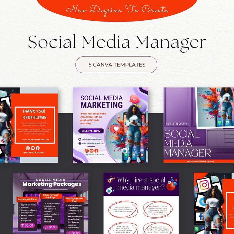 Social Media Canva / Social Media Bundle / Social Media Manager ...