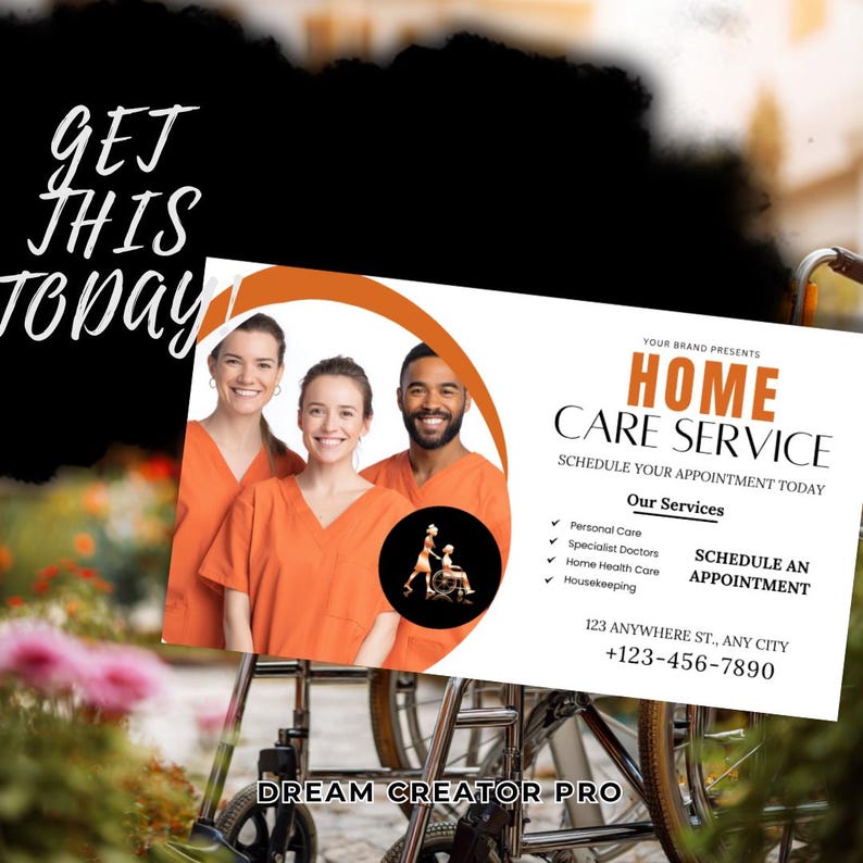 Home Care Business Card Canva Template | Editable Senior Care & Nursing ...