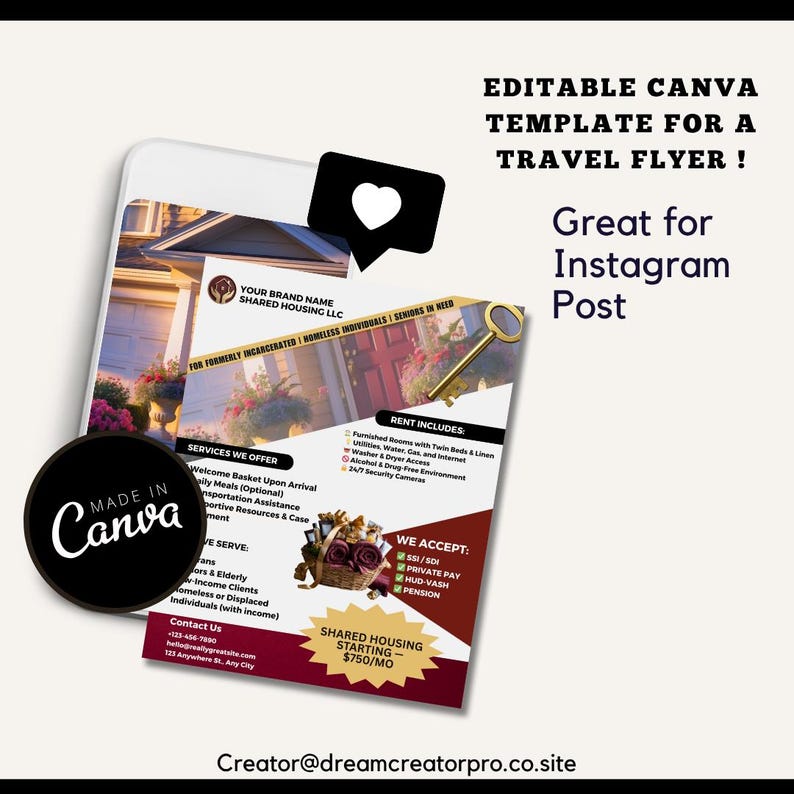 Shared Housing Flyer Template | Affordable Living Canva Flyer ...