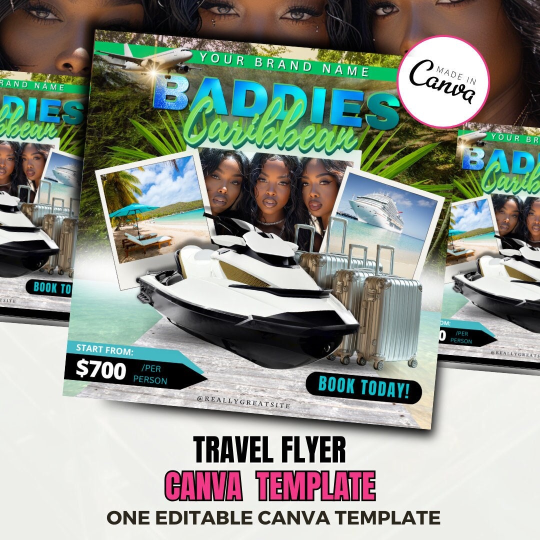 Baddies Caribbean Flyer Travel Agent Flyer / Travel Agent Canva ...