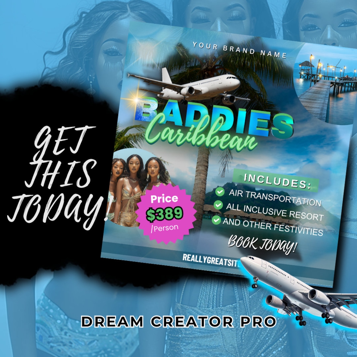 Baddies Caribbean Flyer Travel Agent Flyer / Travel Agent Canva ...
