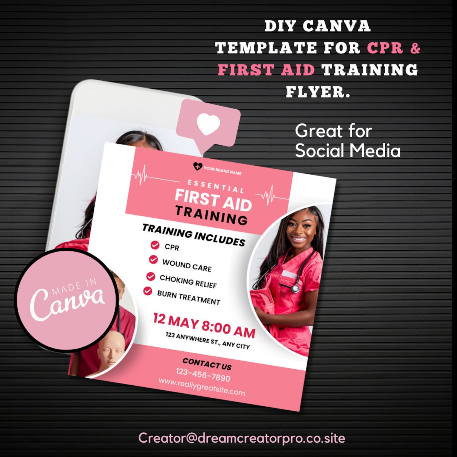 CPR Flyer TEMPLATE / DIY Medical Service Flyer/ First Aid Flyer ...